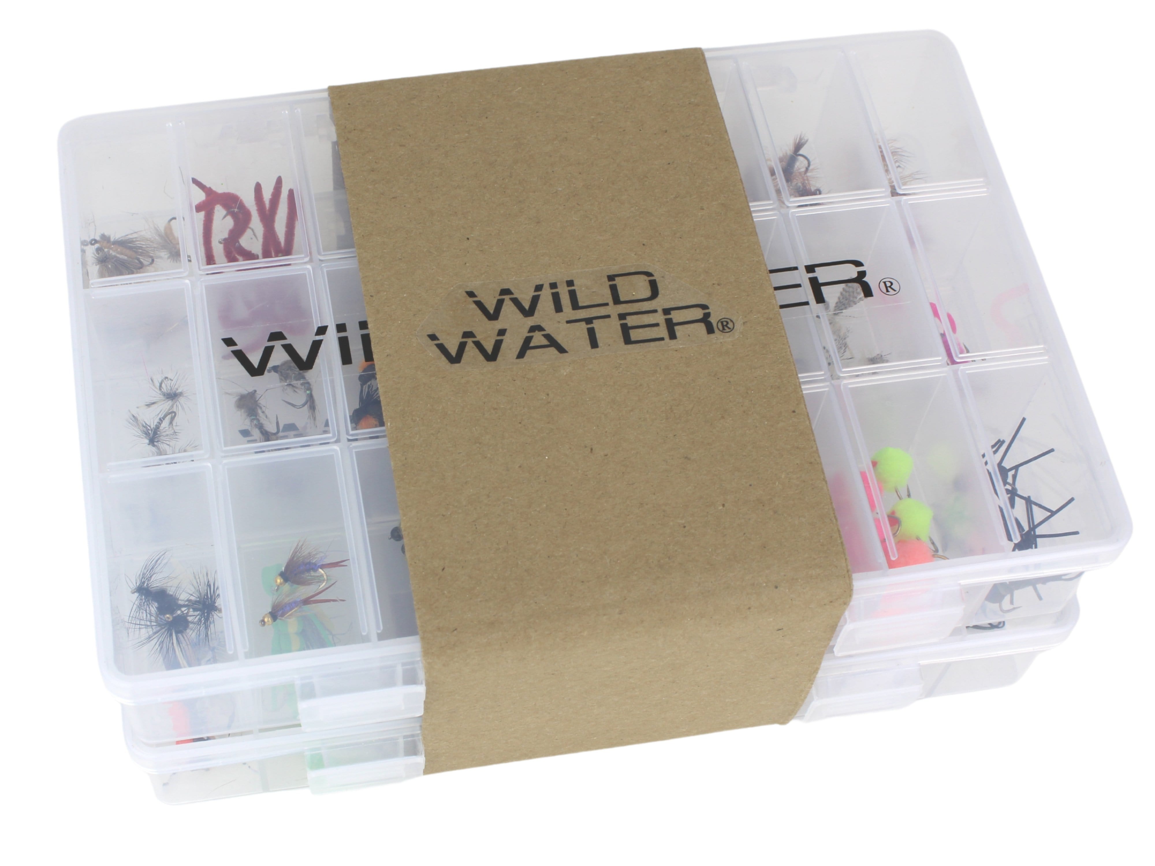 Premium Fly Assortment, 123 Flies | 2 Clear Fly Boxes | Wild Water Fly ...